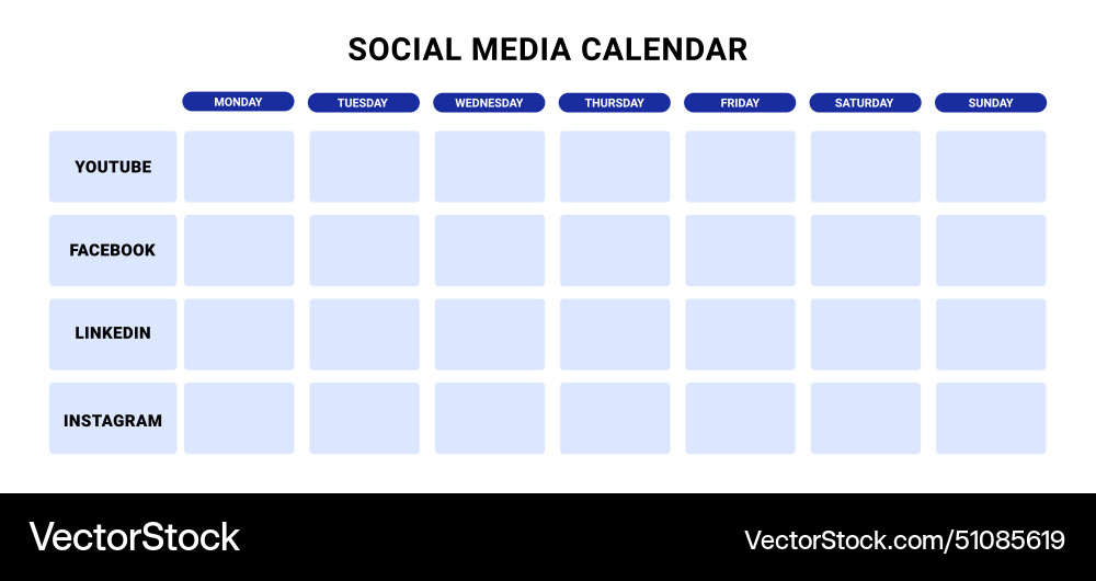 Social media calendar template creative business Vector Image