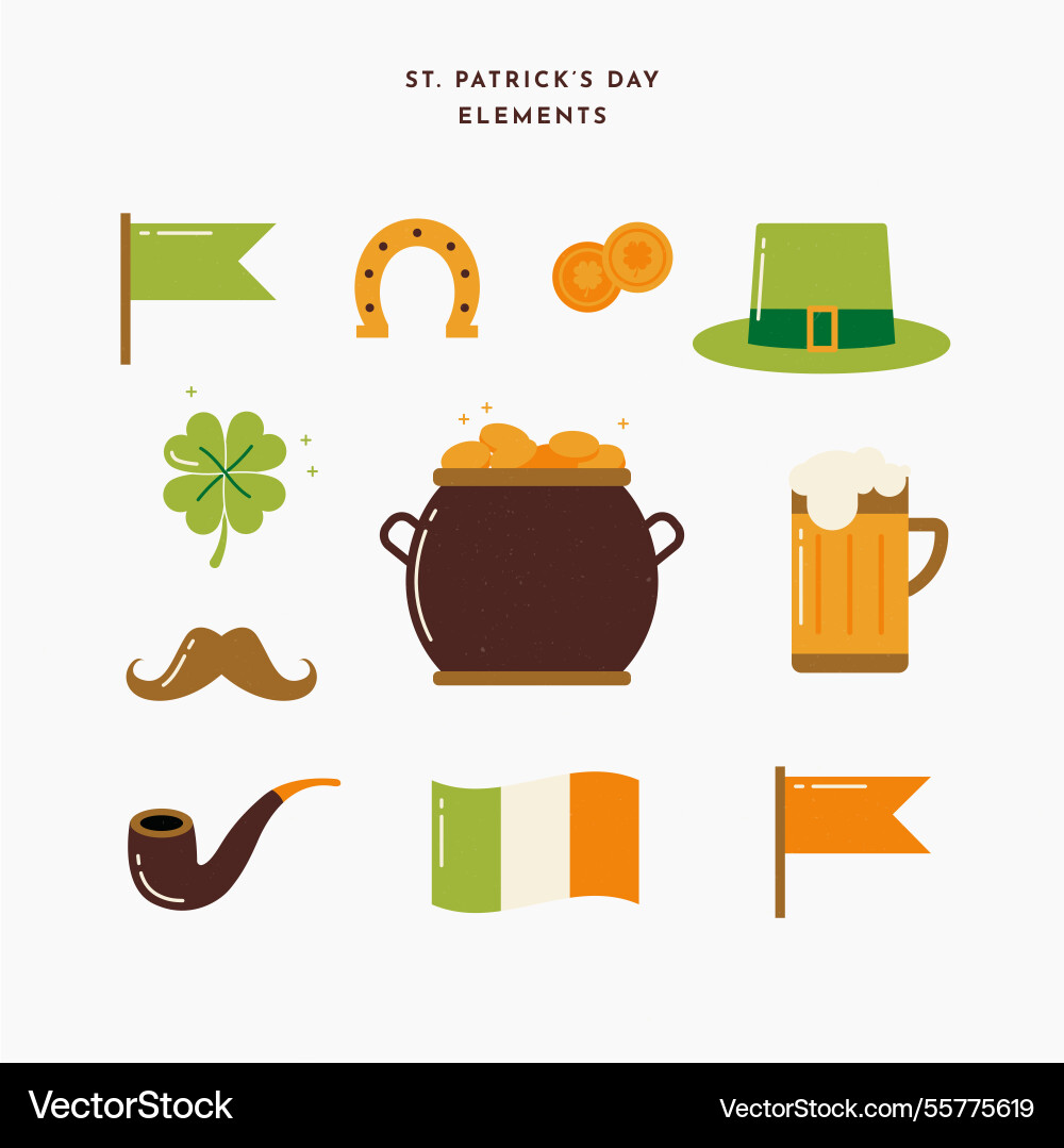 St patricks day element collection Royalty Free Vector Image