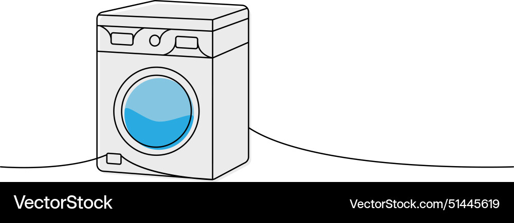 Washing machine one line colored continuous Vector Image