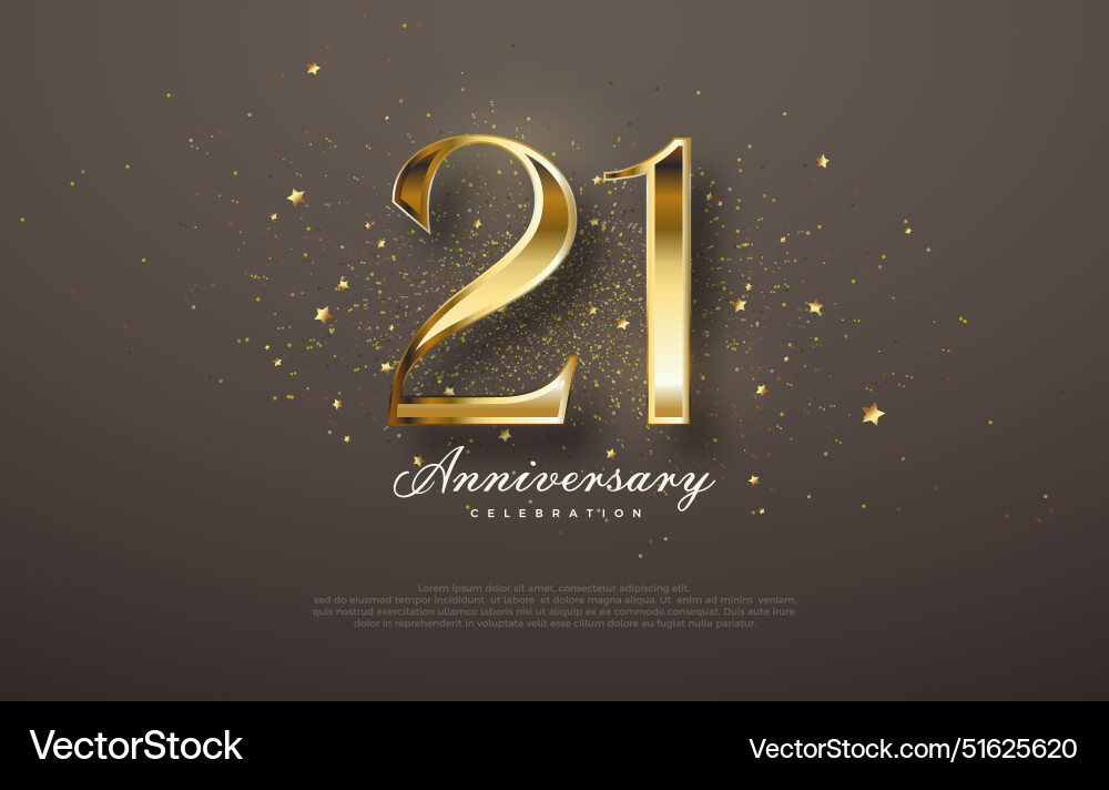 21st anniversary celebration with number 21 Vector Image
