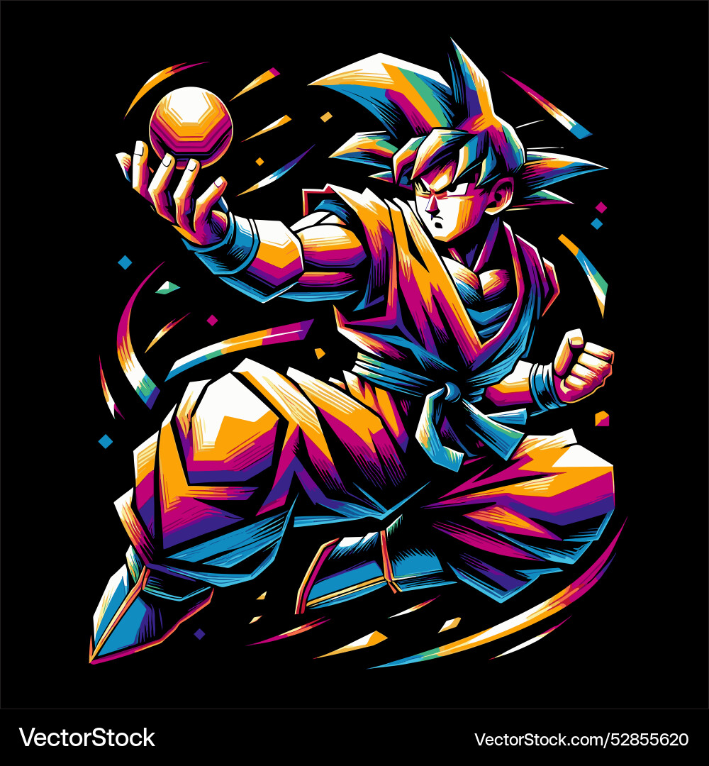 Anime action goku Royalty Free Vector Image - VectorStock