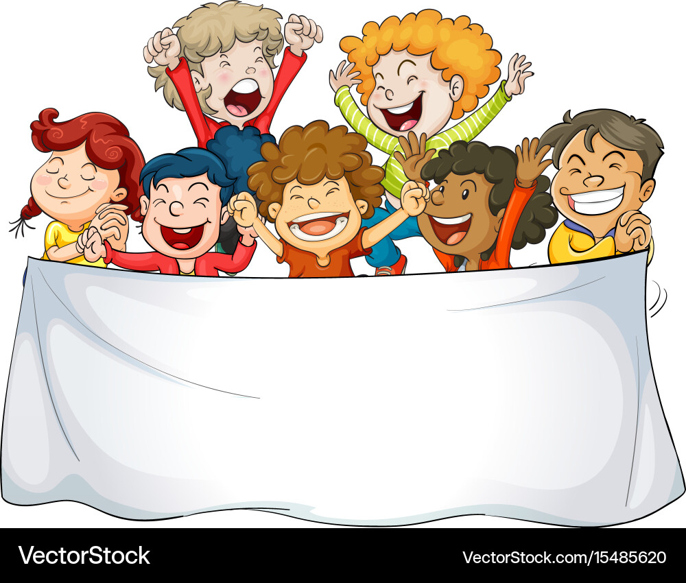 Banner template with happy kids Royalty Free Vector Image