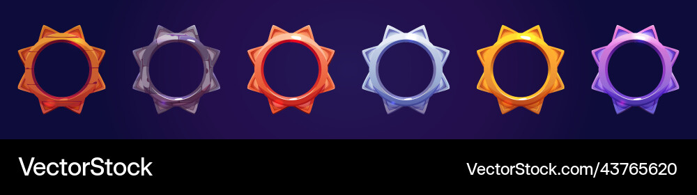 Circle game frames ui rank avatar round borders Vector Image