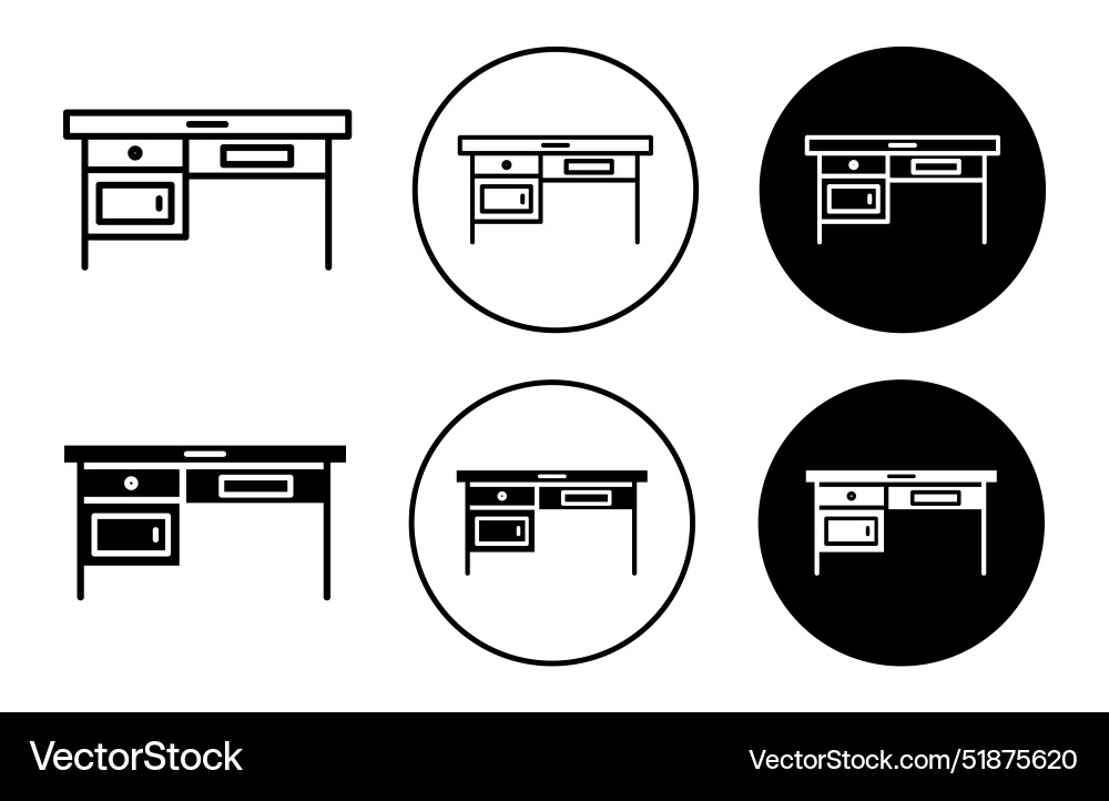 Desk icon outline flat Royalty Free Vector Image