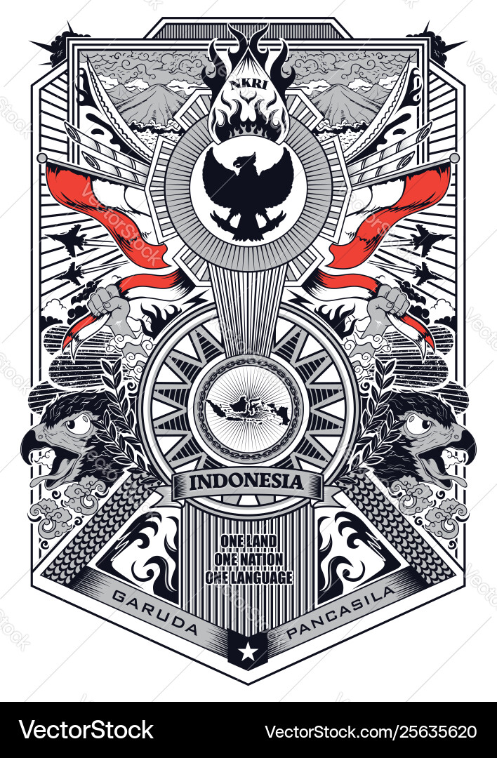 Garuda Pancasila Vintage Frame Royalty Free Vector Image