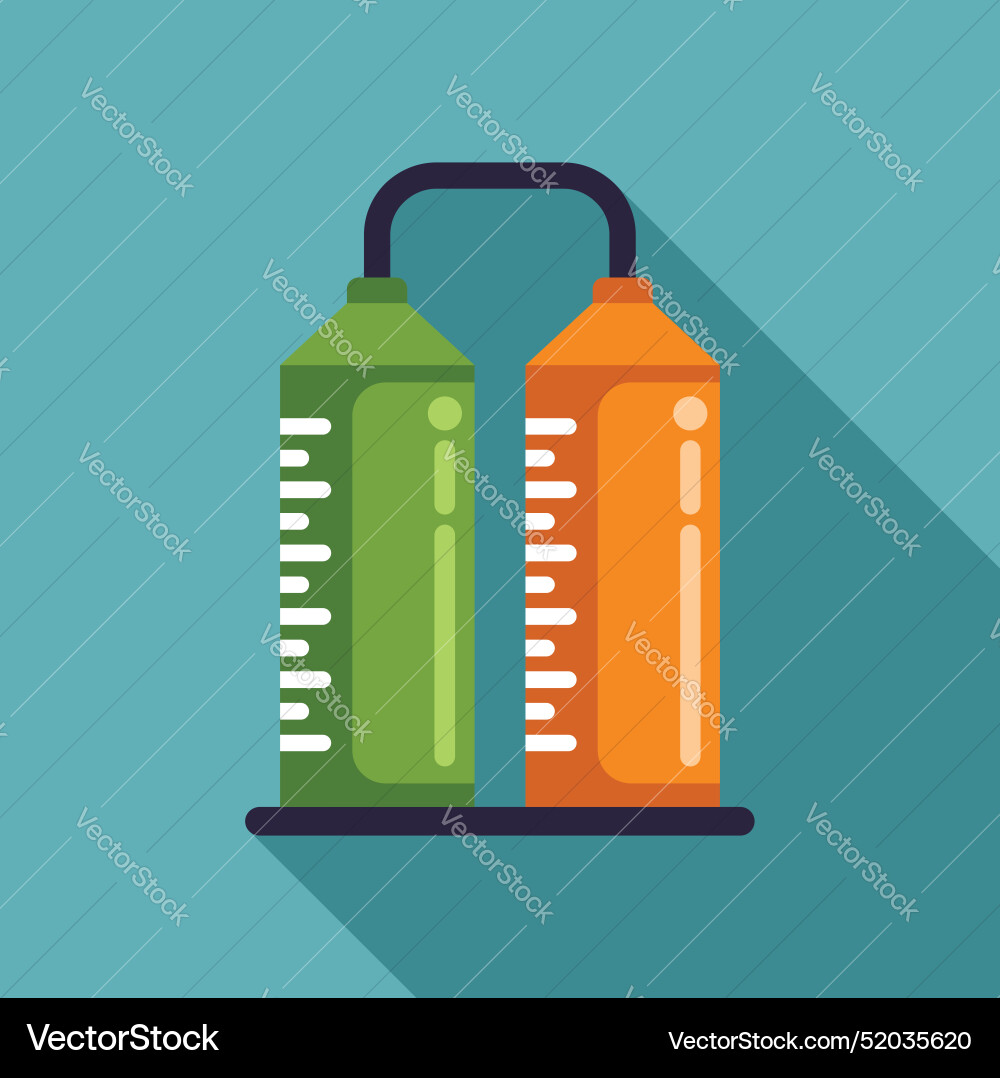Gas cylinders connected with pipe and gauge Vector Image