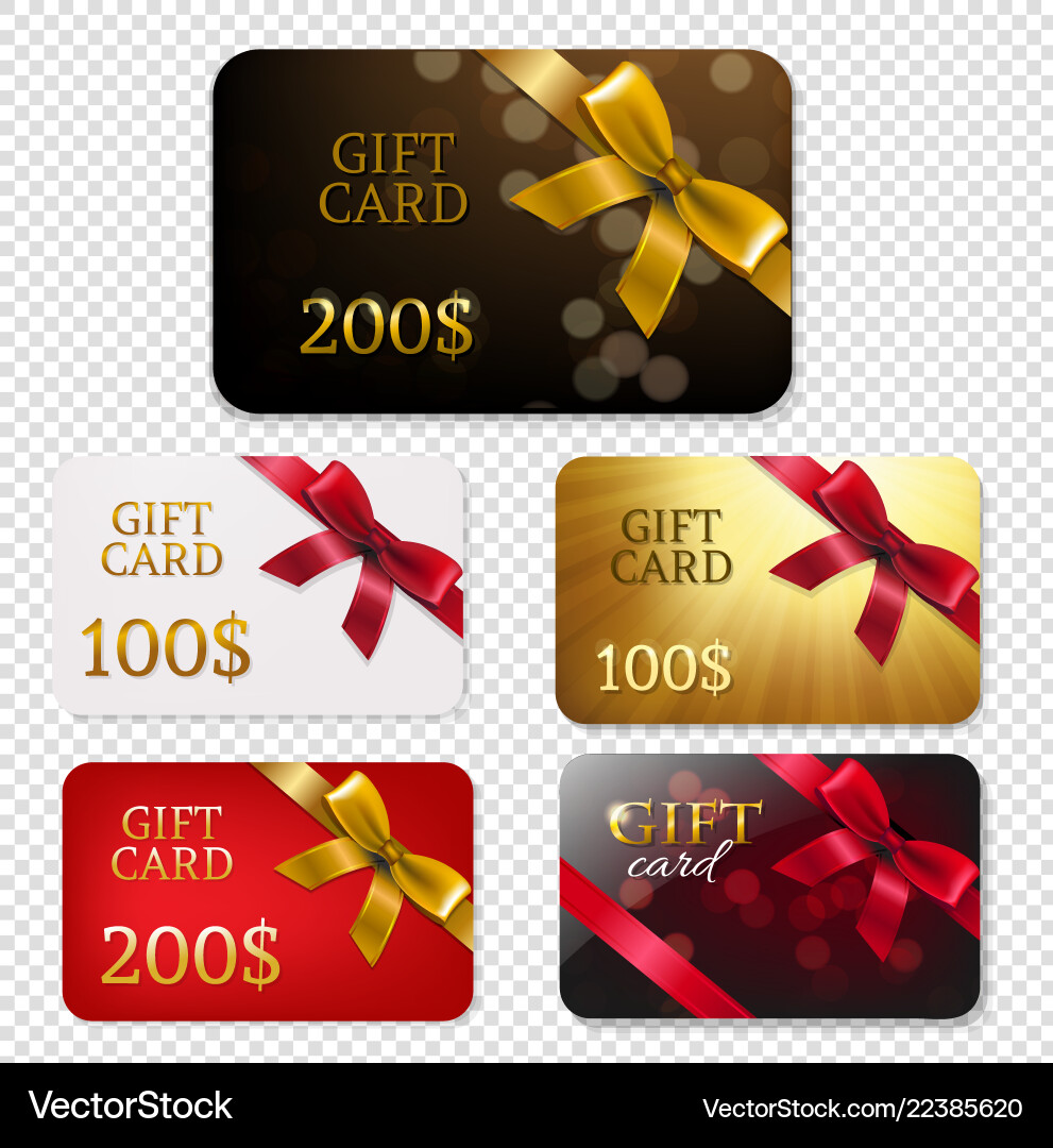 Gift card with bows big set Royalty Free Vector Image