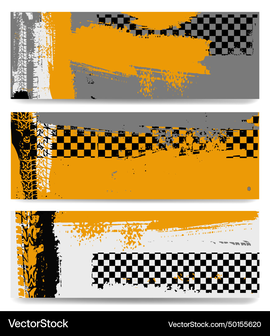 Grunge race banners checkered racing flag Vector Image