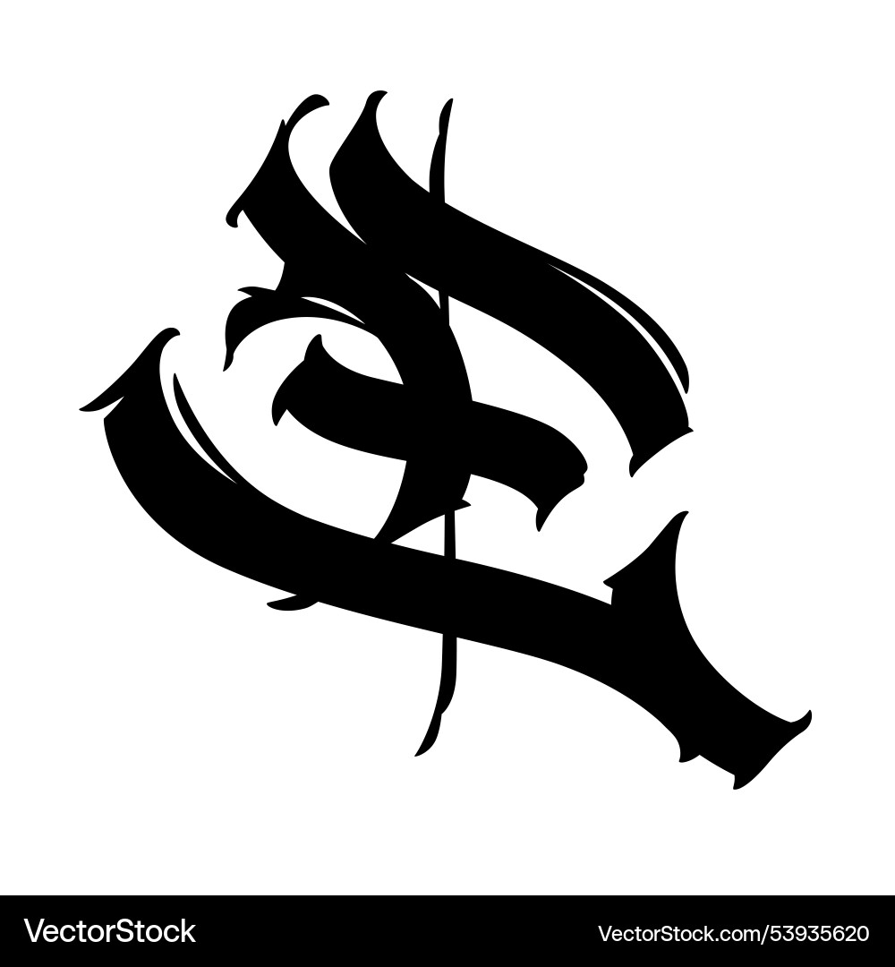 Letter e in graffiti and gothic style Royalty Free Vector