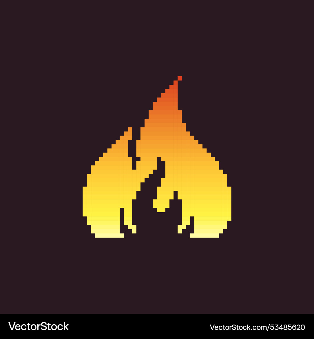 Pixel fire icon retro-style flame graphic orange Vector Image