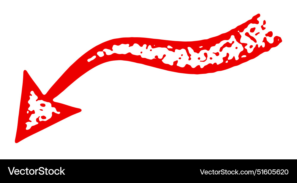 Red curved downward arrow Royalty Free Vector Image