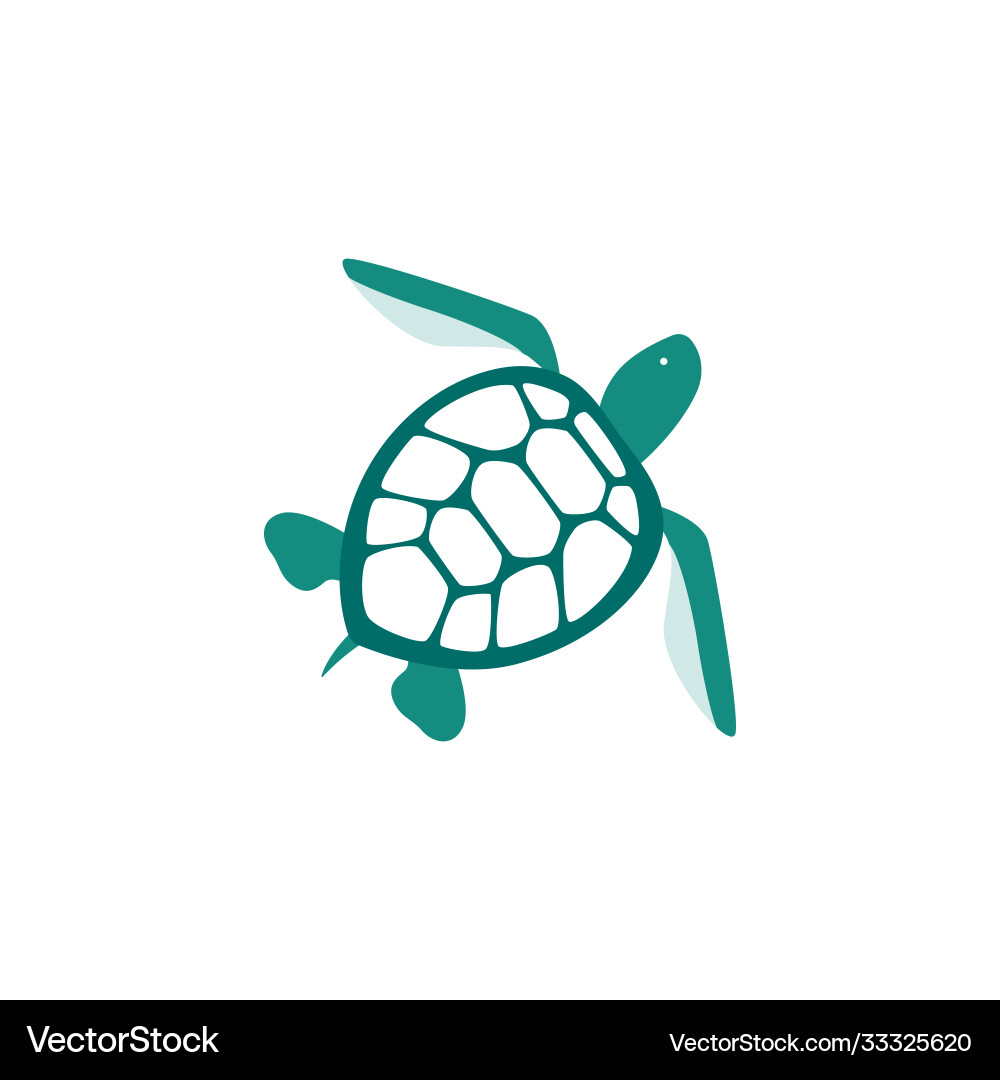 Sea turtle blue icon or symbol flat Royalty Free Vector