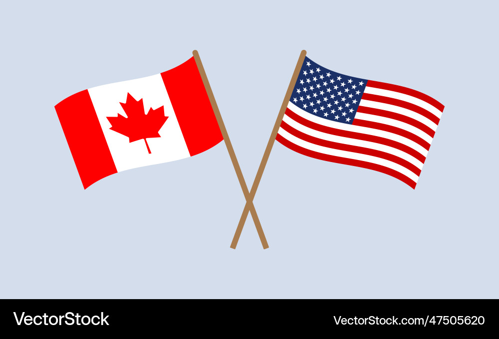 Canadian American Crossed Flags
