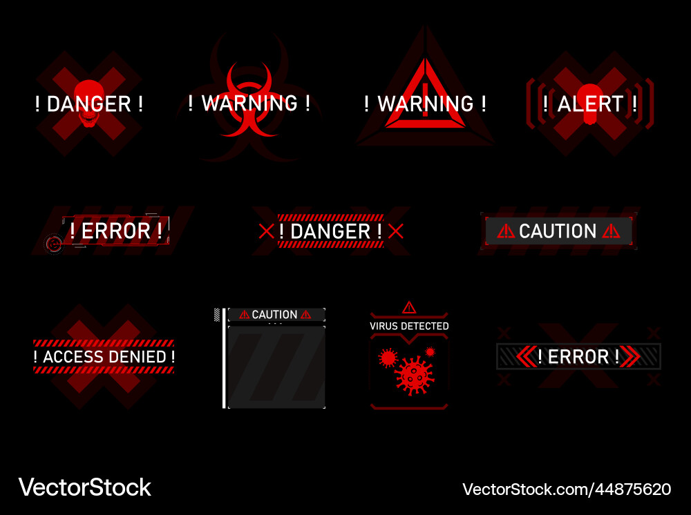 White and red warning sign set Royalty Free Vector Image