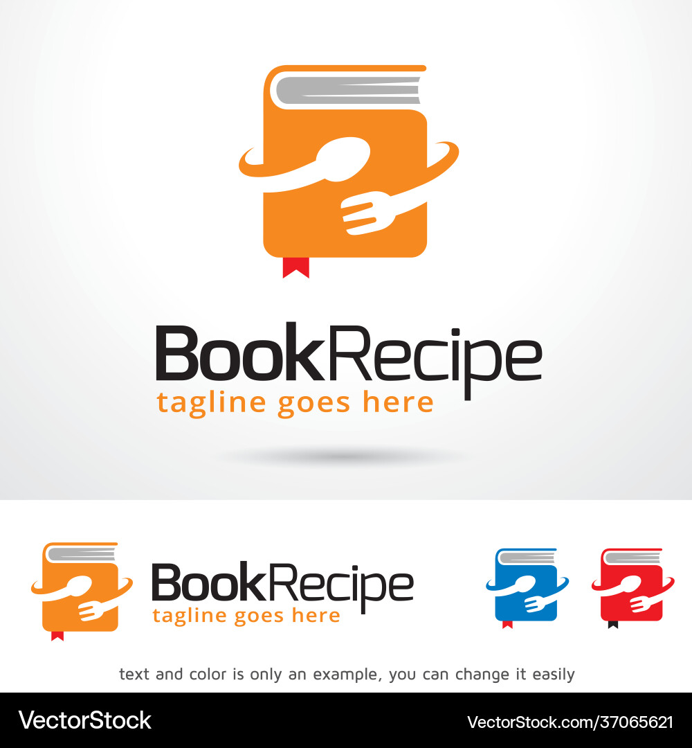 Book recipe logo template Royalty Free Vector Image