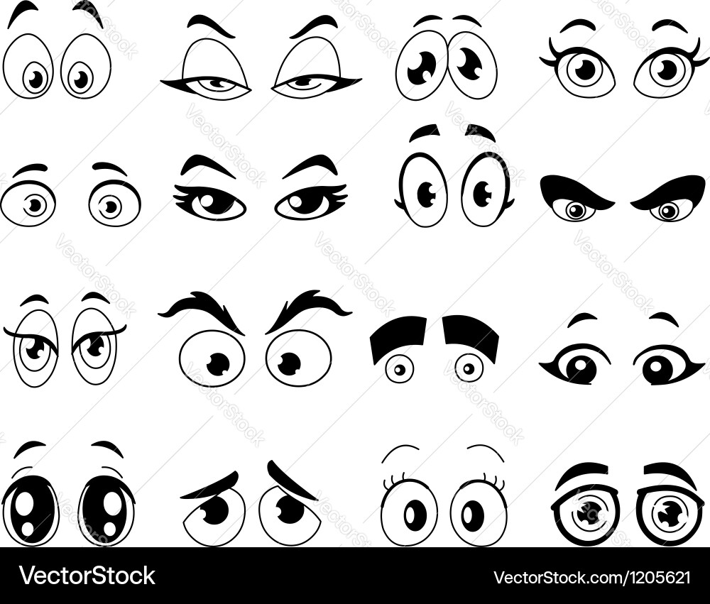 Cartoon Eye Outlines Royalty Free Vector Image