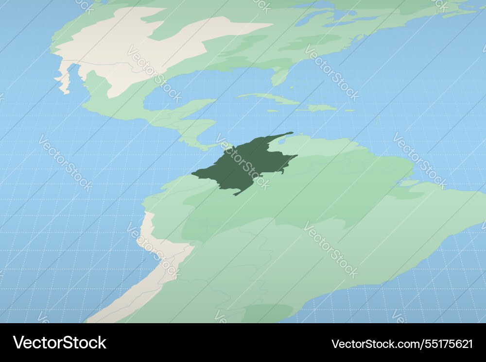 Colombia highlighted on a detailed map geographic Vector Image