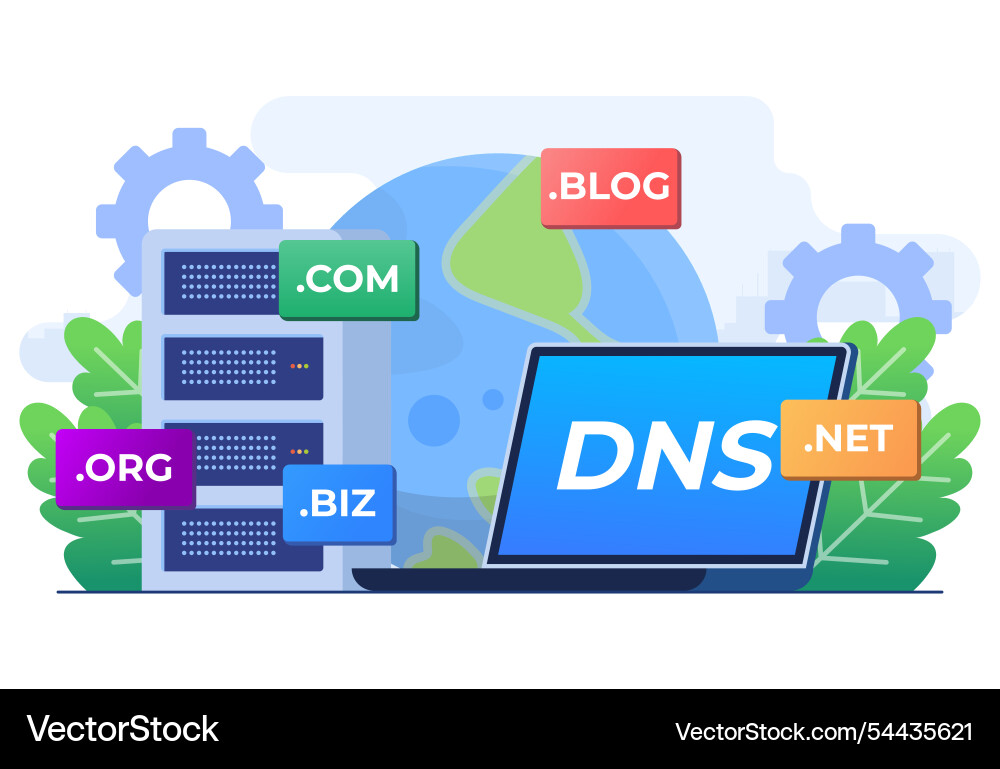 Domain name system concept flat template dns Vector Image
