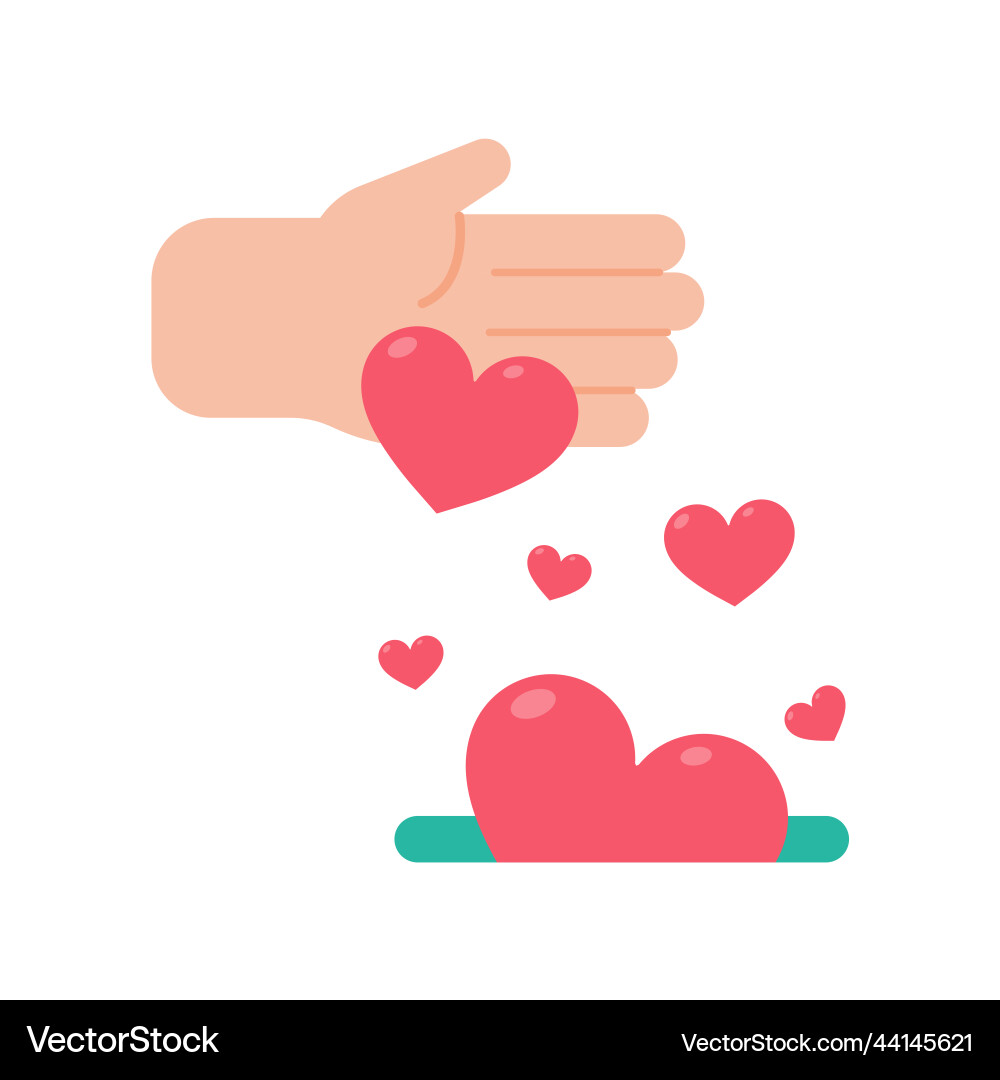 Hands giving hearts to each other helping Vector Image