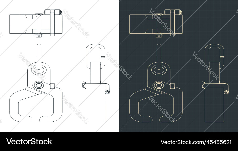 I-beam gripper blueprints Royalty Free Vector Image