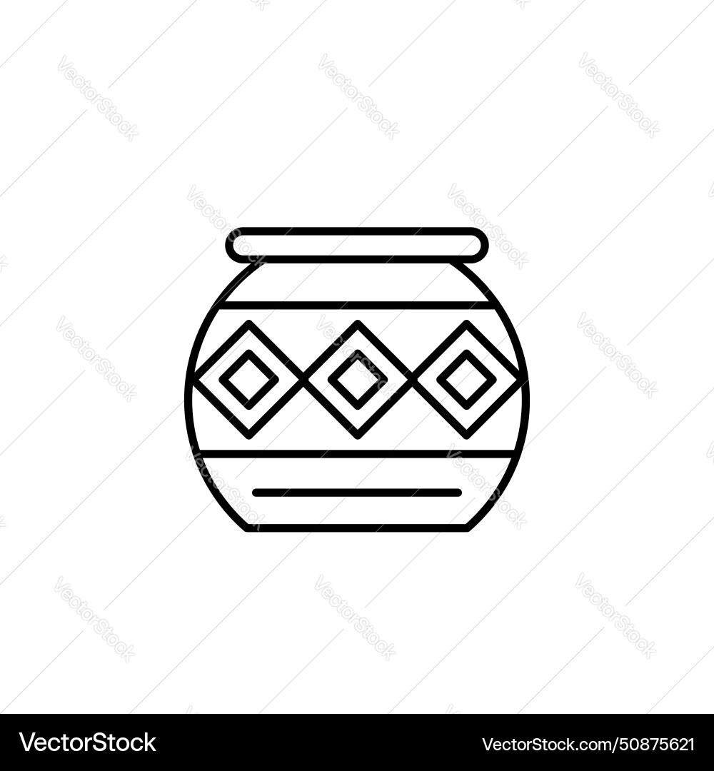 Indian pot icon set kitchen clay pot symbol mud Vector Image