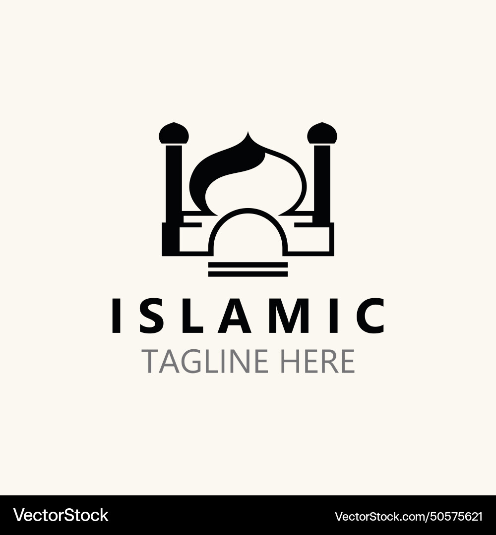 Islamic mosque logo design template Royalty Free Vector