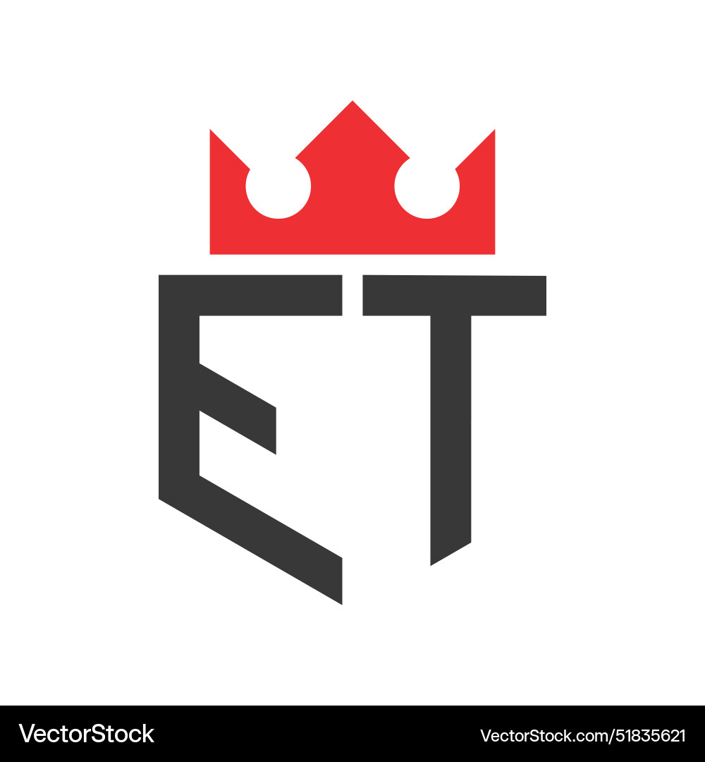 Letter et crown logo Royalty Free Vector Image