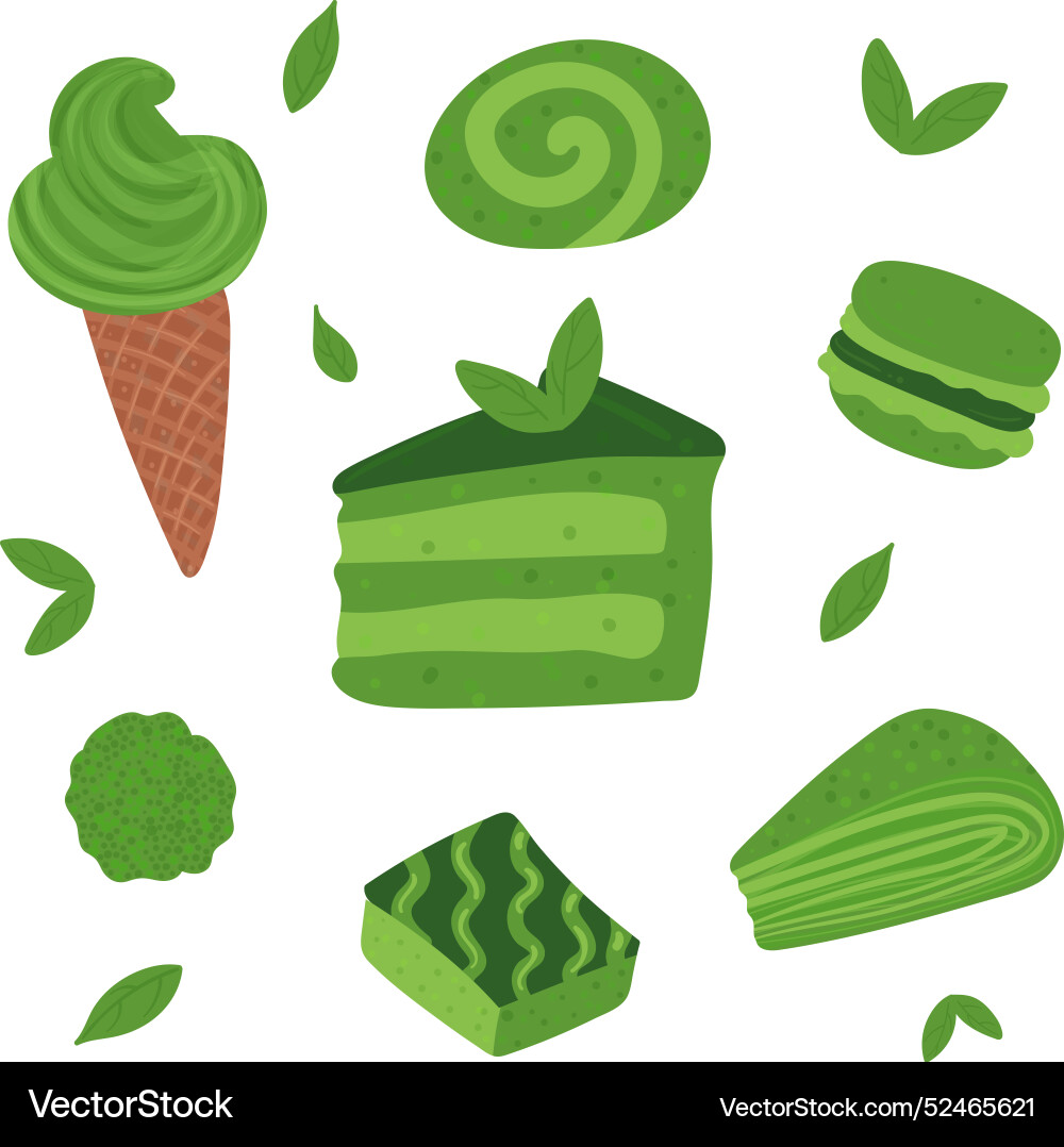 Matcha dessert pack Royalty Free Vector Image - VectorStock