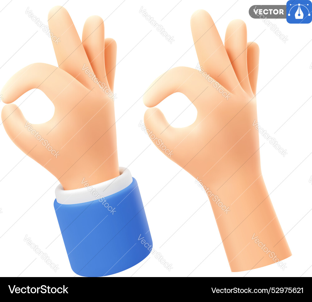 Ok sign icon set hand showing okay gesture Vector Image