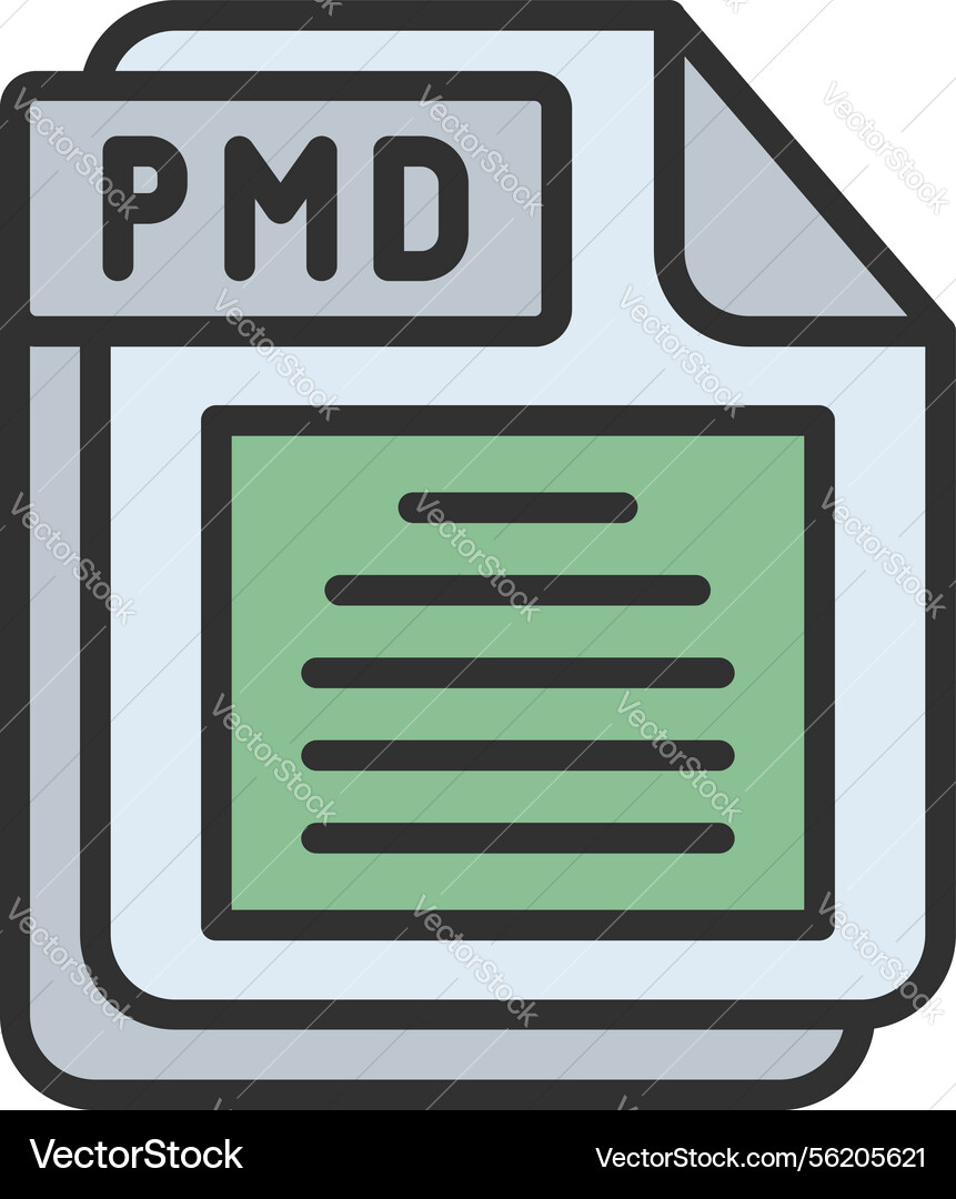Pmd outline filled icon Royalty Free Vector Image