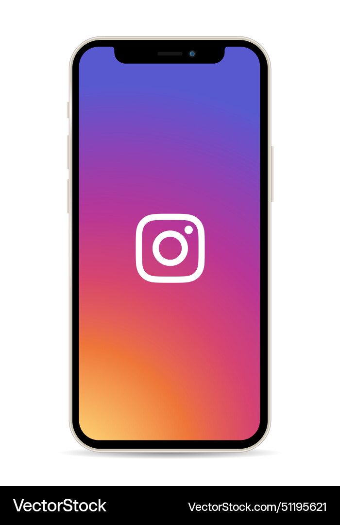 Smart phone with instagram app logo on its screen Vector Image