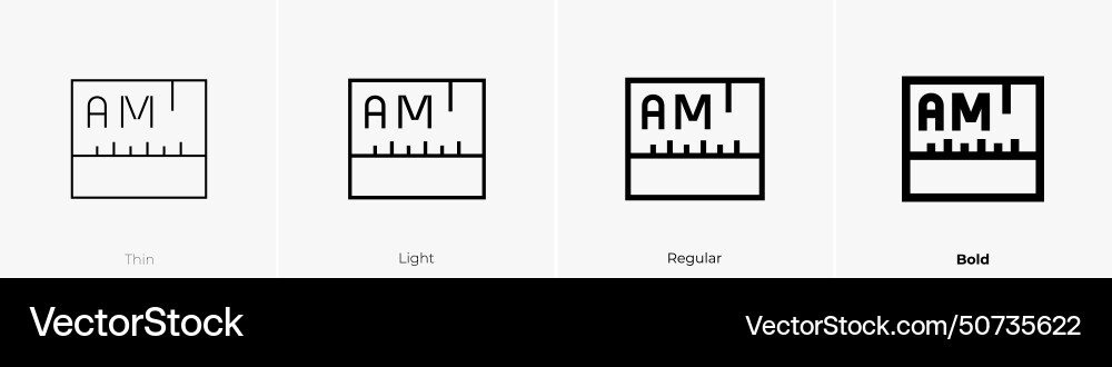 Am icon thin light regular and bold style design Vector Image