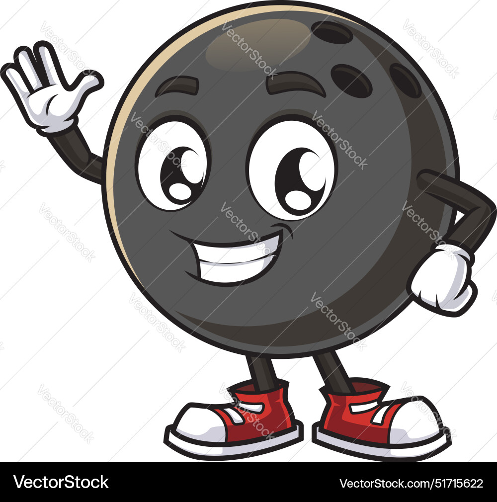 Bowling Ball Mascot Waving Cartoon Royalty Free Vector Image
