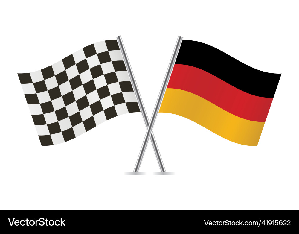 Checkered and germany crossed flags Royalty Free Vector