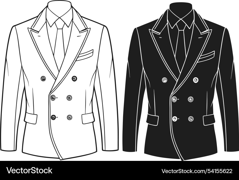 Double-breasted suit jacket template Royalty Free Vector