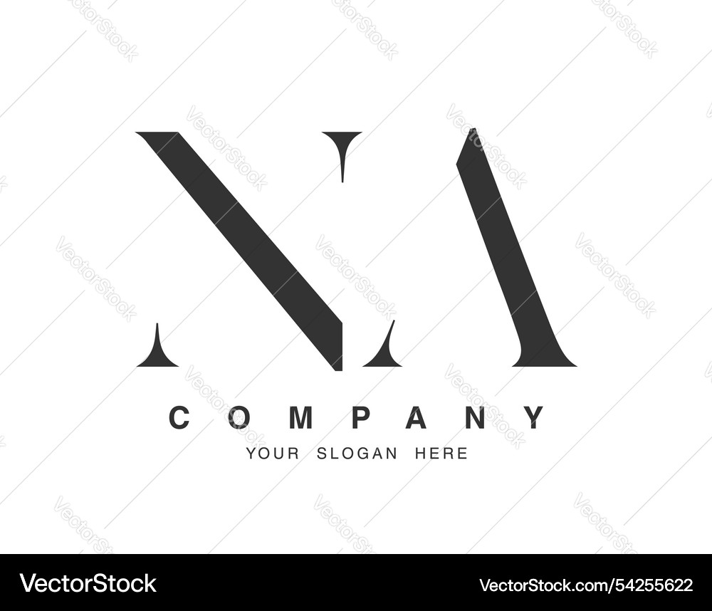 Na logo design initial letter n and a serif font Vector Image