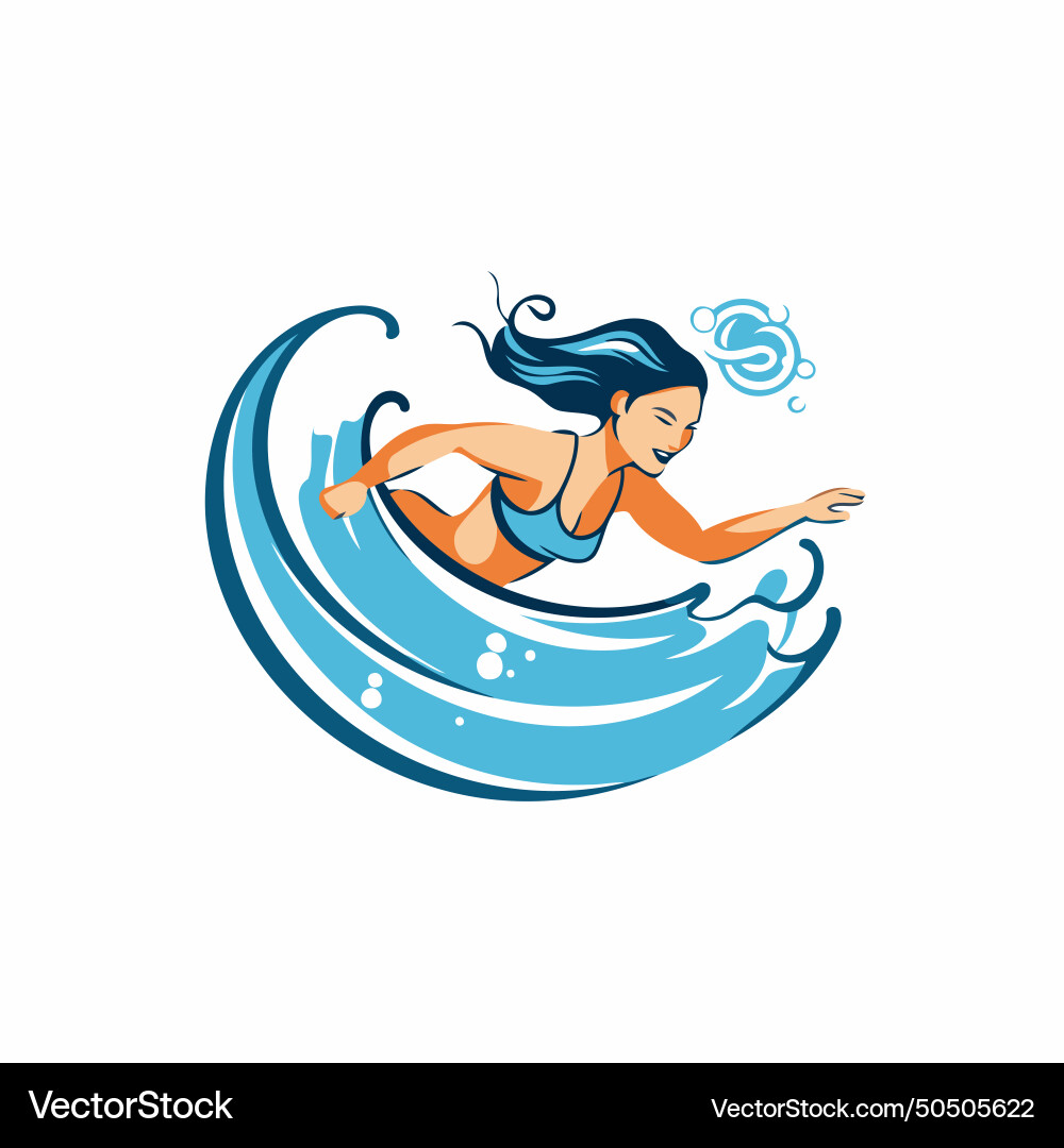 Surfer girl on a wave white background Royalty Free Vector