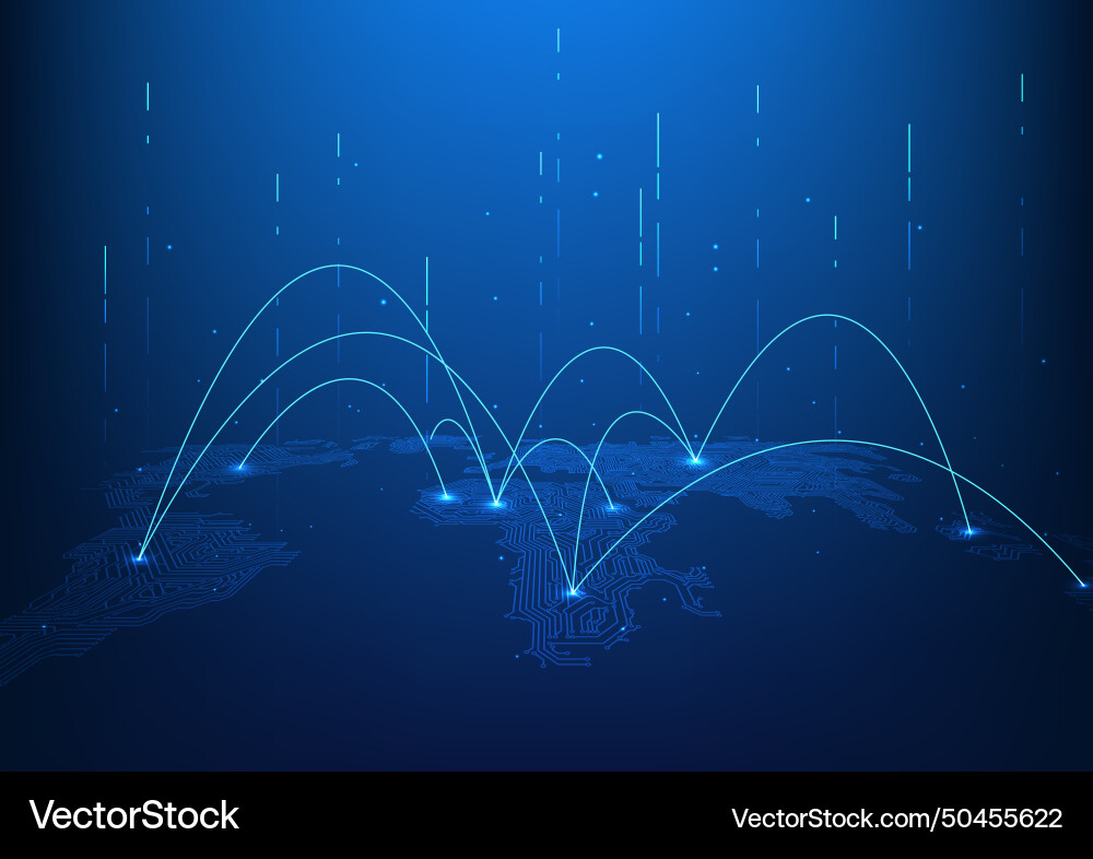 World map technology background high-speed Vector Image