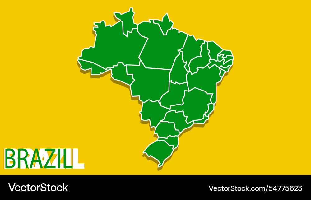Brazil map with yellow background Royalty Free Vector Image
