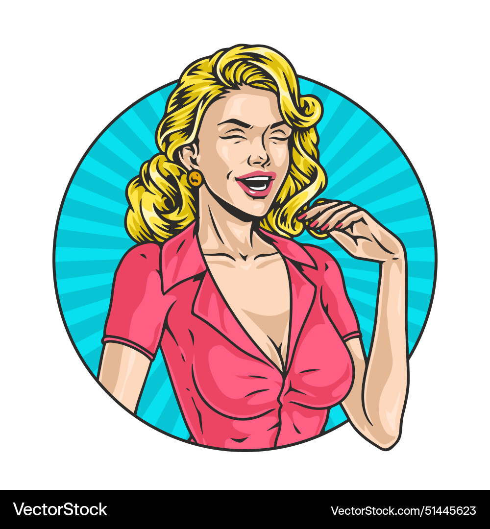 Comic book woman colorful sticker Royalty Free Vector Image
