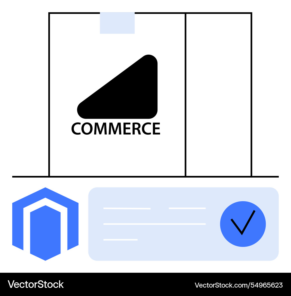 Commerce icon with abstract shapes blue checkmark Vector Image