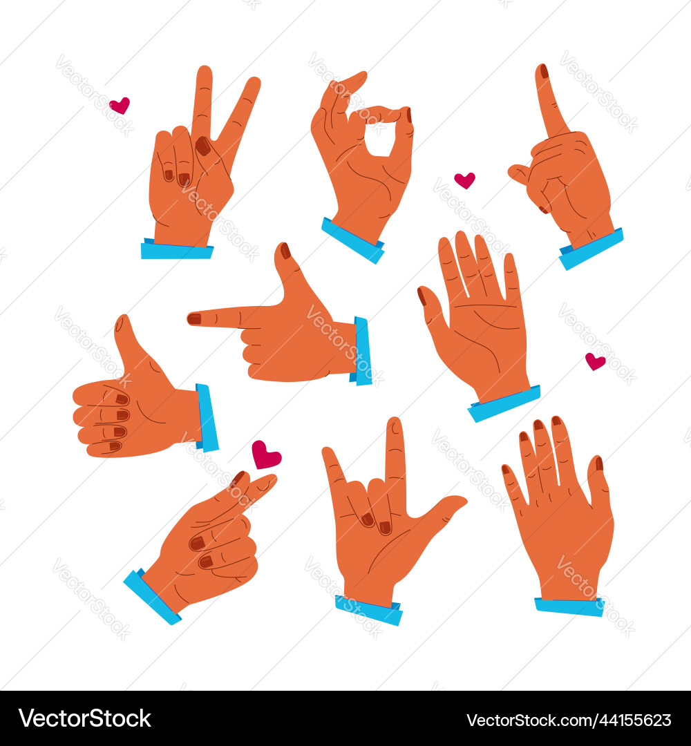 Communication with gestures - set of flat design Vector Image