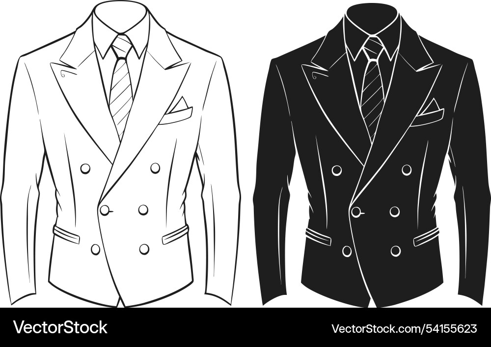 Double-breasted suit jacket template Royalty Free Vector