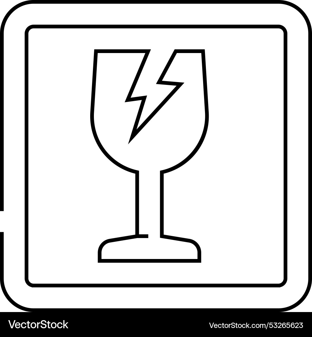 Fragile product label warning line icon Royalty Free Vector
