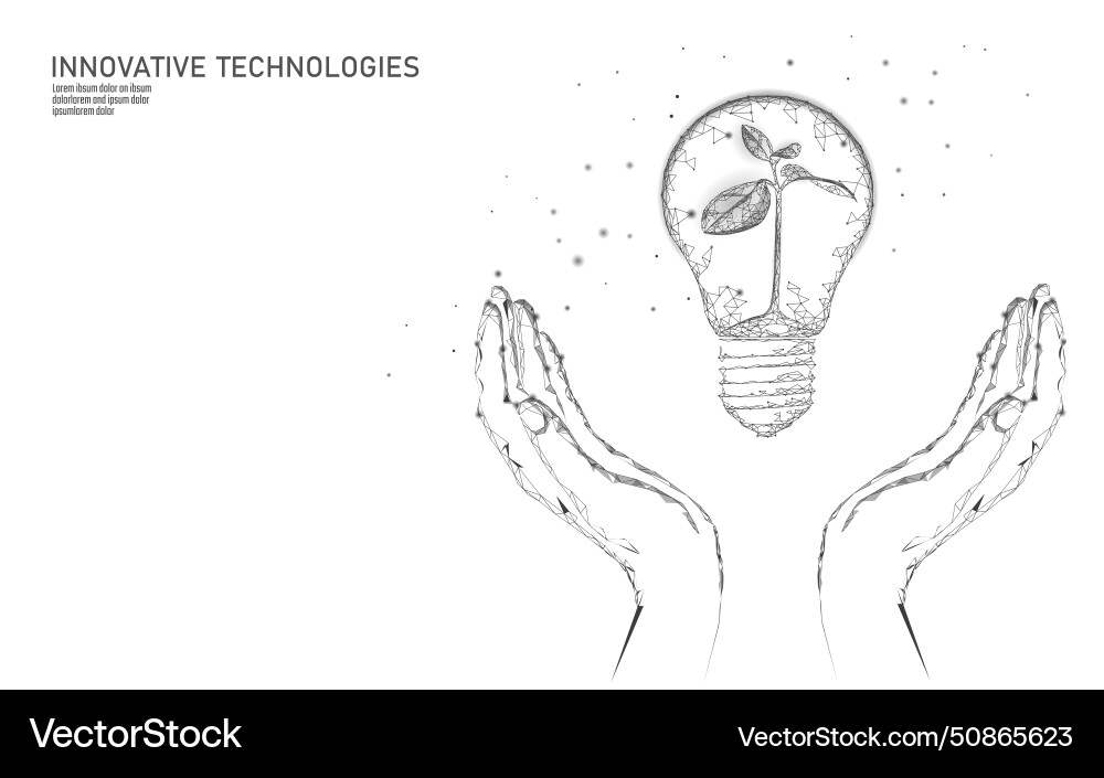 Hand holding light bulb lamp saving energy ecology