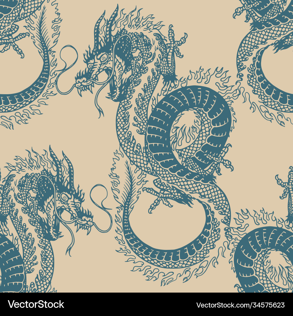 Japanese Dragon Pattern Royalty Free Vector Image
