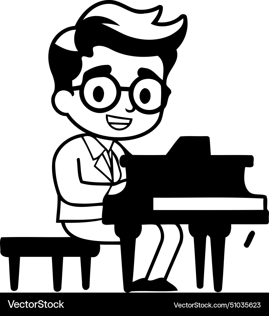 Man playing piano - cute cartoon Royalty Free Vector Image