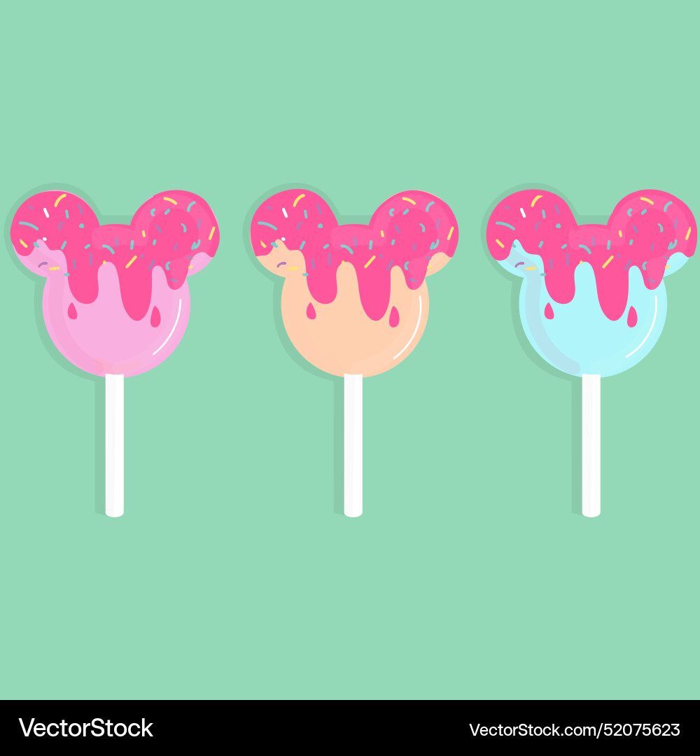 Mickey mouse face shape lollipops Royalty Free Vector Image