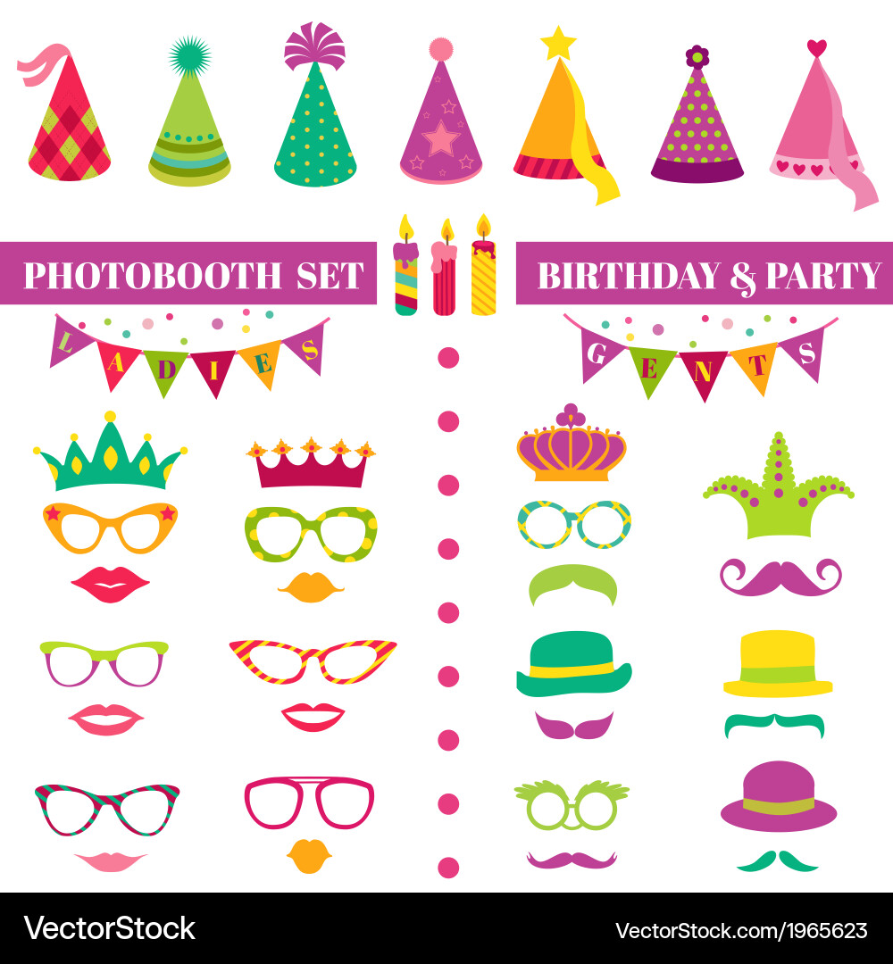 Happy Birthday Photo Booth Props Vector Images (over 300)