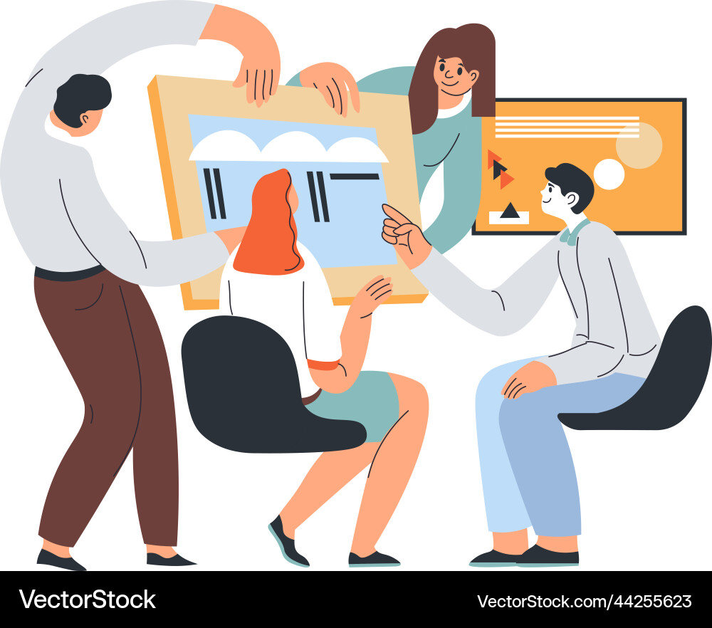 Presentation in office people working team Vector Image